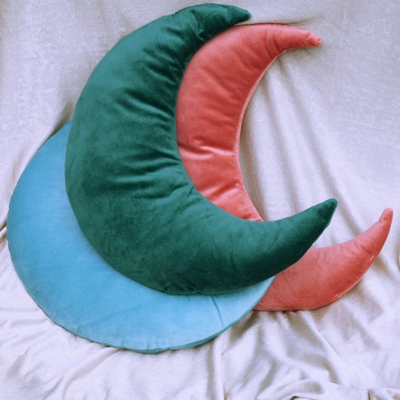 Emerald Green Moon Pillow Crescent Moon Pillow Velvet | Etsy