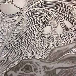 Linocutprint,escaping the Fox, Limited Edition Original Rabbit Art ...