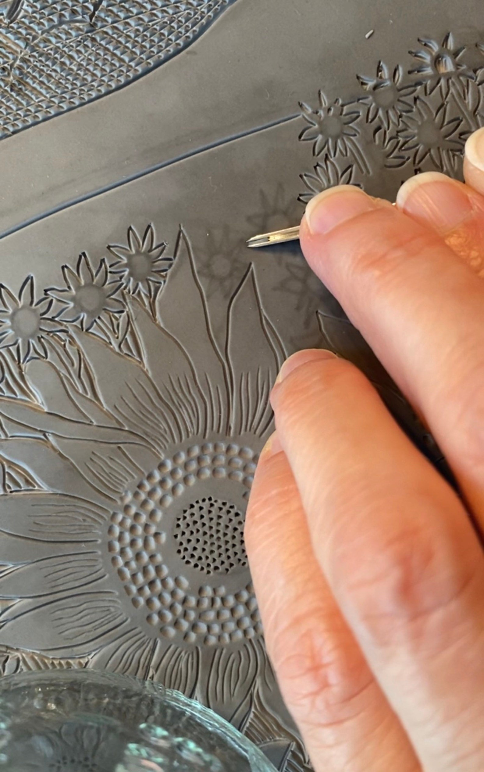 Sunflower Field Linocut Print in Yellow Ochre, Limited Edition Art ...