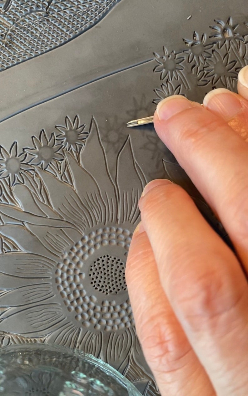 Sunflower Field Linocut Print in Yellow Ochre Limited Edition - Etsy