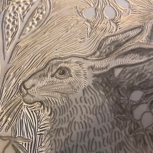 Linocutprint,escaping the Fox, Limited Edition Original Rabbit Art ...