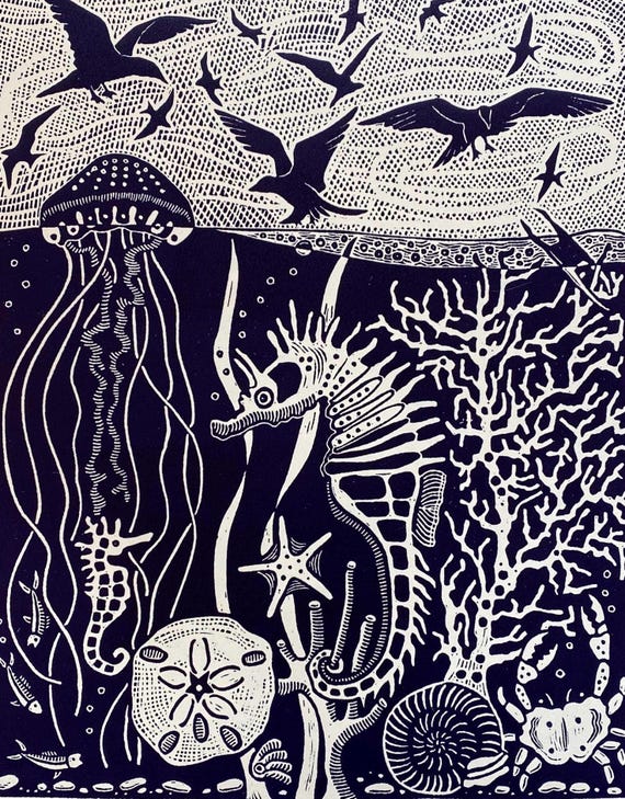 Block Print Ocean