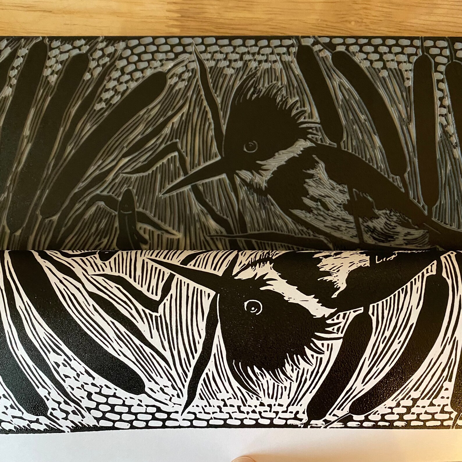 The River Ballet Linocut in Blackotter Linocutkingfisher - Etsy