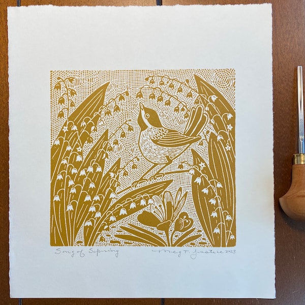 Bird Linocut - Etsy