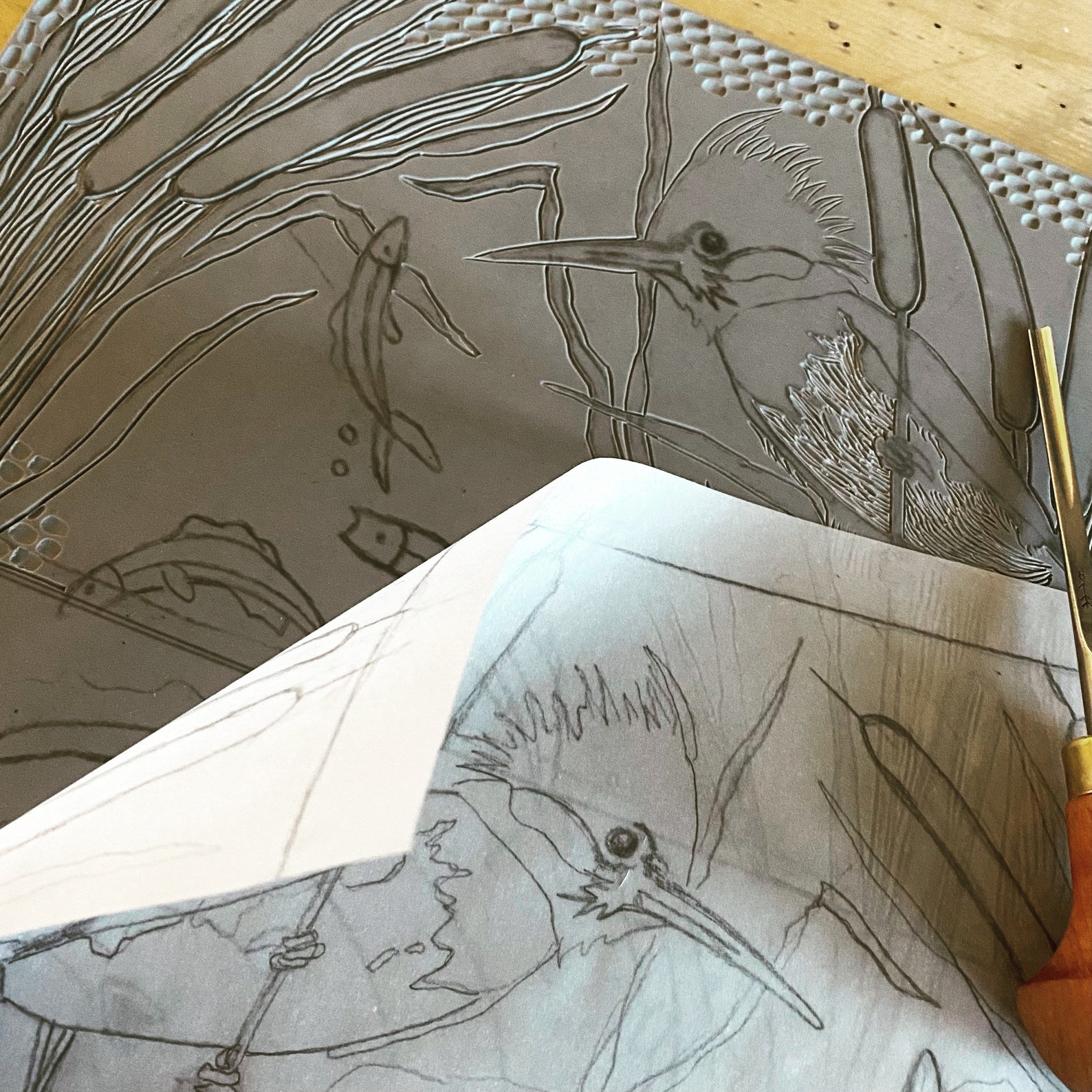 The River Ballet Linocut in Blueotter Linocutkingfisher - Etsy