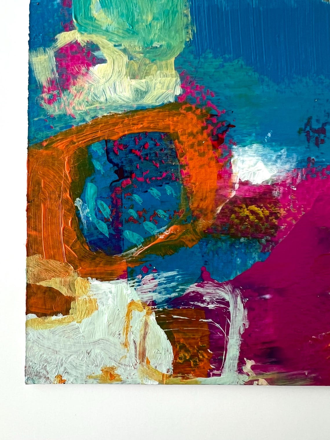 Hand-painted Original Abstract Paintings, Set of 4, 5x5 Inch on Paper ...