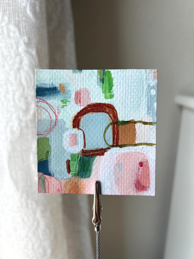 DEJA VU Tiny Pocket Painting Small Abstract Art One of a Kind Mixed ...