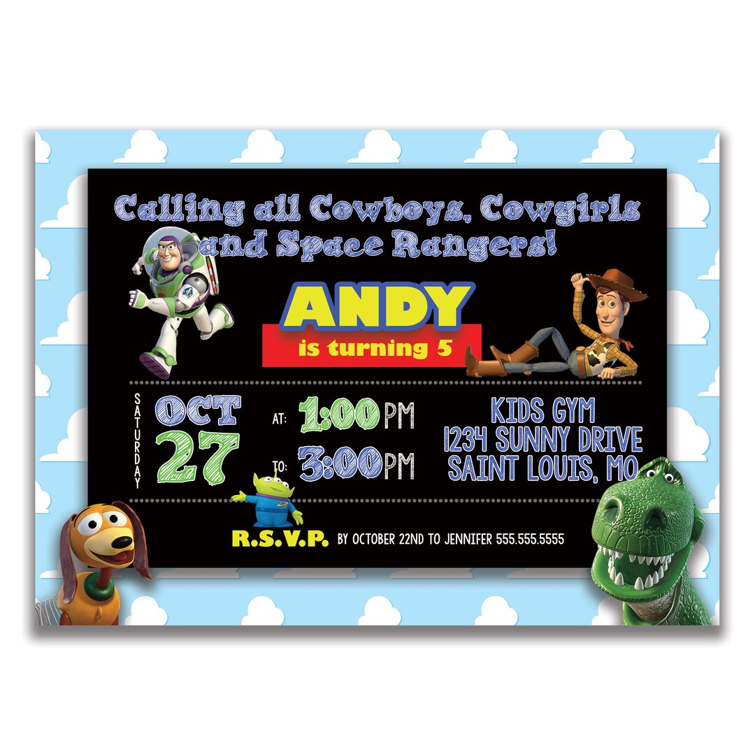Toy Story Birthday Invite - Kids Birthday Invitation - Custom Party ...