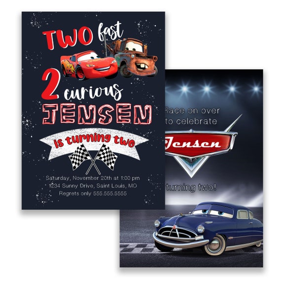 Cars Invitation Two Fast Birthday Party Invitation - Etsy