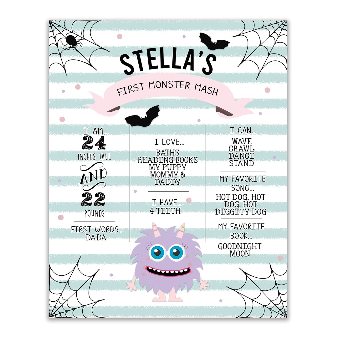 Monster Mash, Birthday Poster, Birthday Board, Milestone Board - Etsy