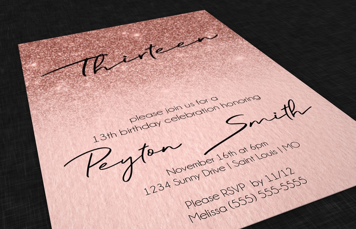 Rose Gold Birthday Party Invitation Personalized Envelopes | Etsy