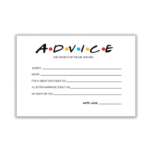 Friends Inspired Advice and Wishes Card Instant Download - Etsy