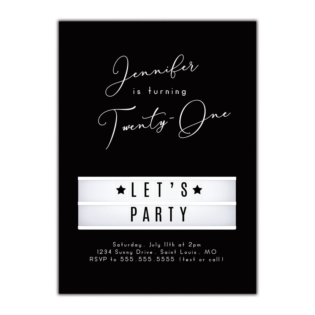 Personalized Party Invitations, Marquee Sign - Etsy