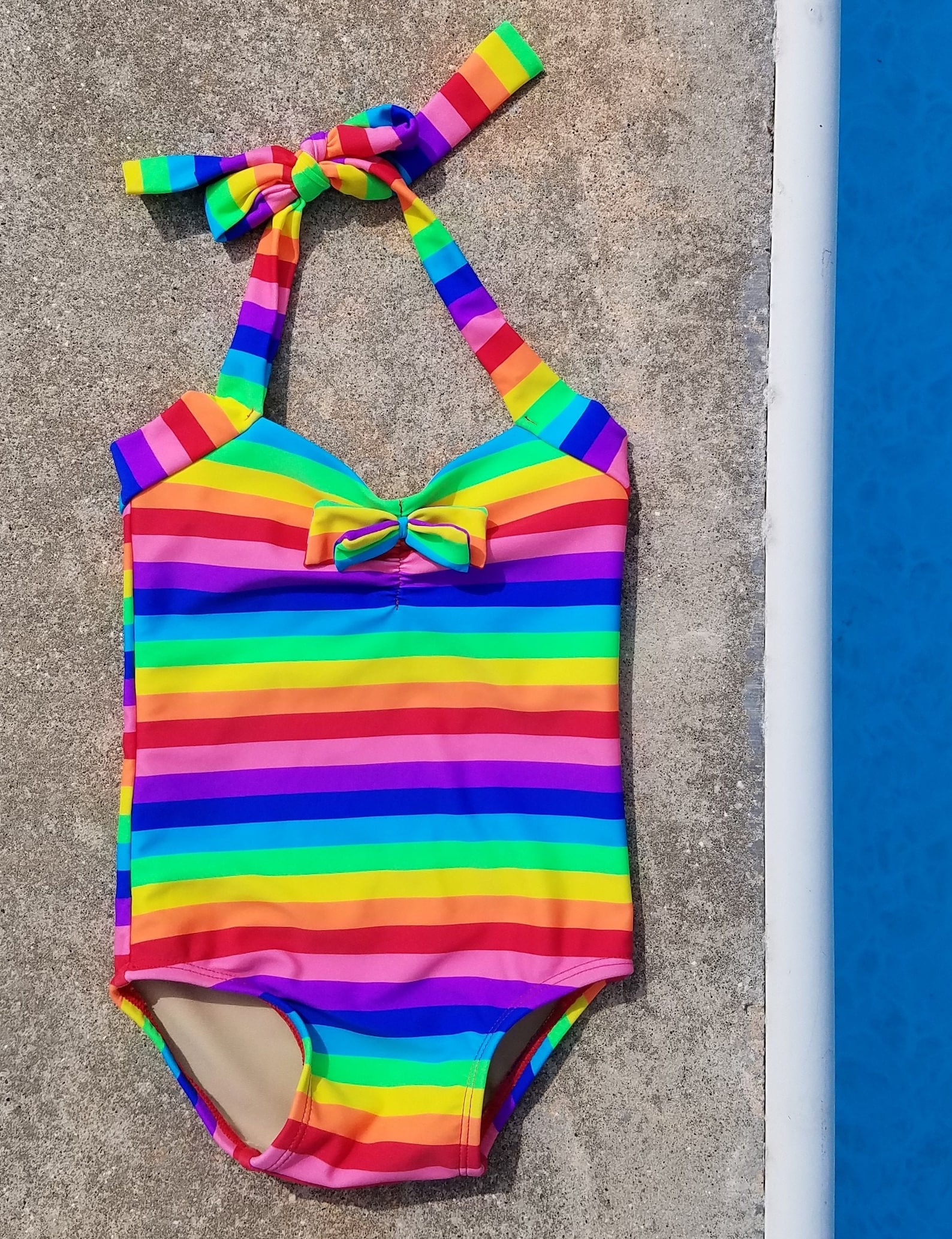 Rainbow Stripe Retro One Piece Baby Girl Swimsuit Onesie 0-18 - Etsy