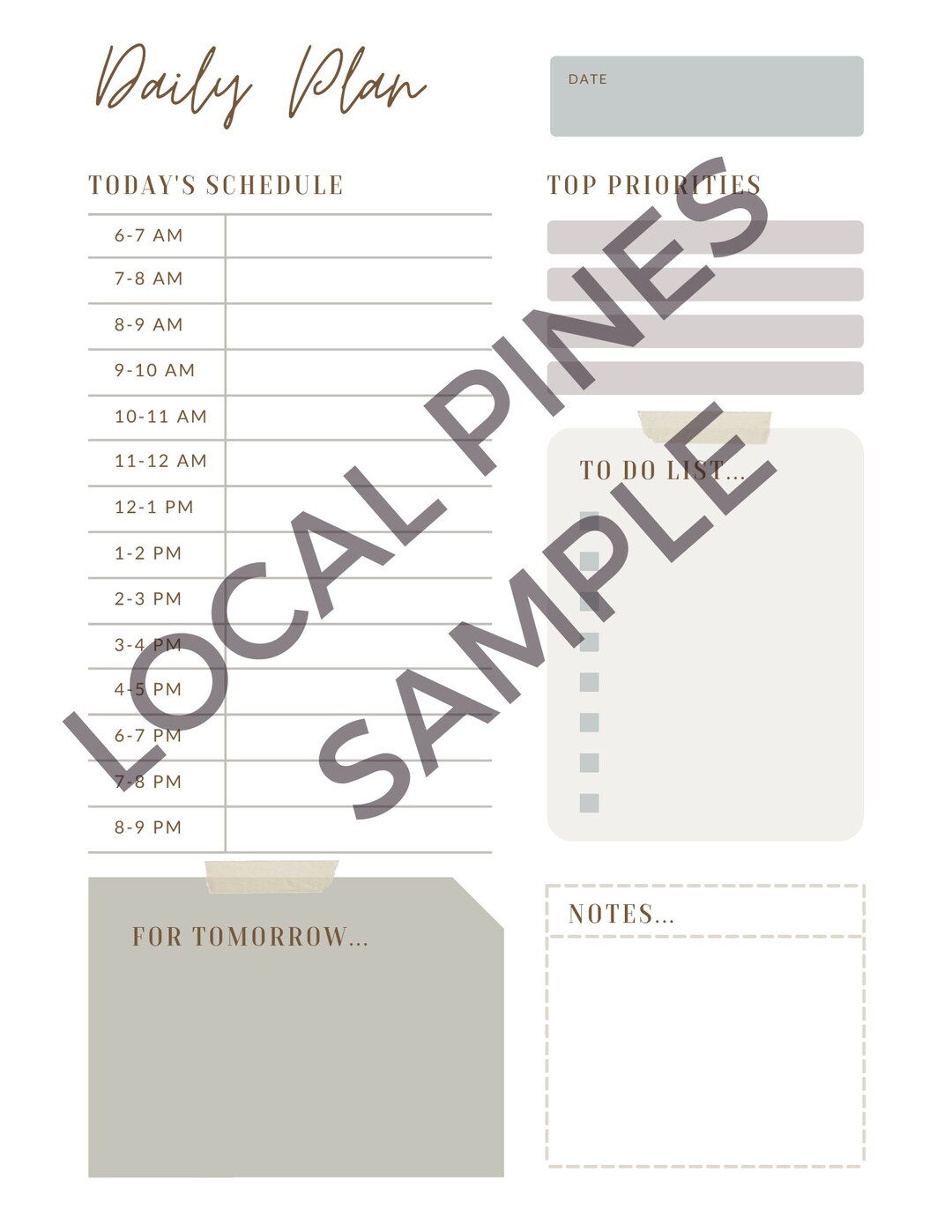 Daily Plan Sheet, Work From Home Daily Planner, Daily Planner, Work ...