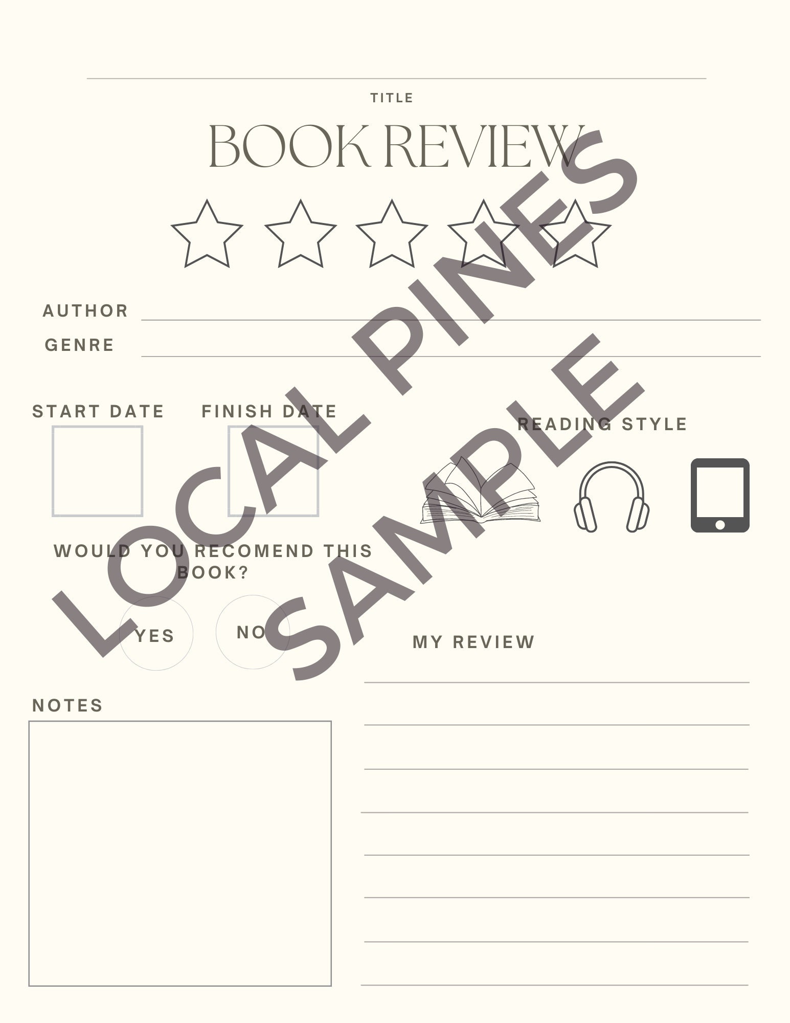 Book Review Page - Etsy