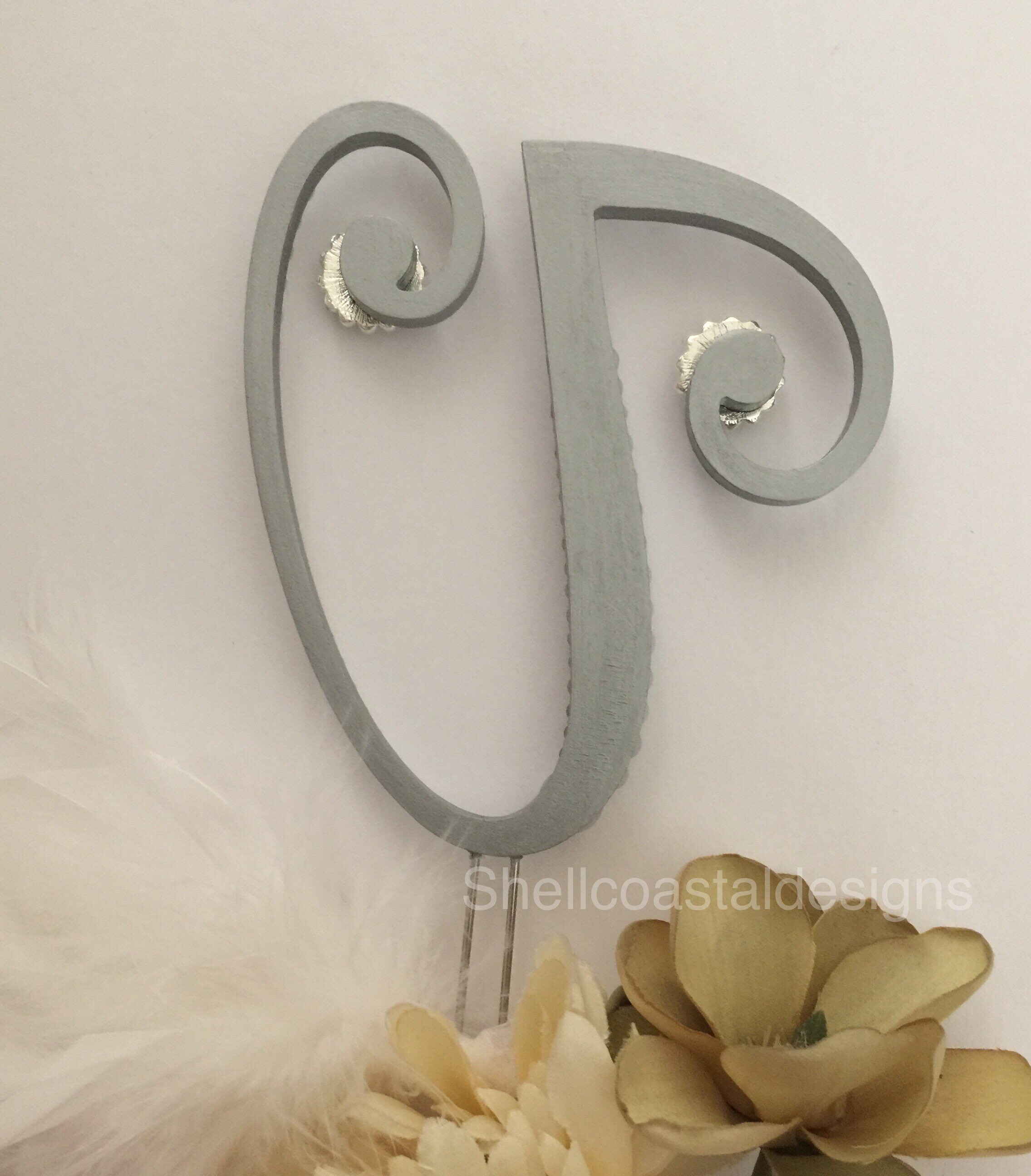 Monogram Cake Topper Wedding Cake Topper Pearl Cake Topper Rustic Cake ...
