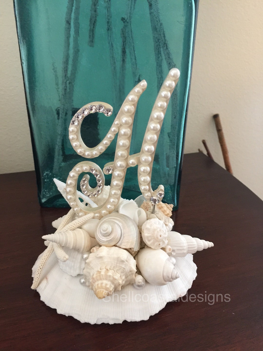 Wedding Cake Topper Shell Cake Topper Seashell Cake Topper Pearl Cake ...