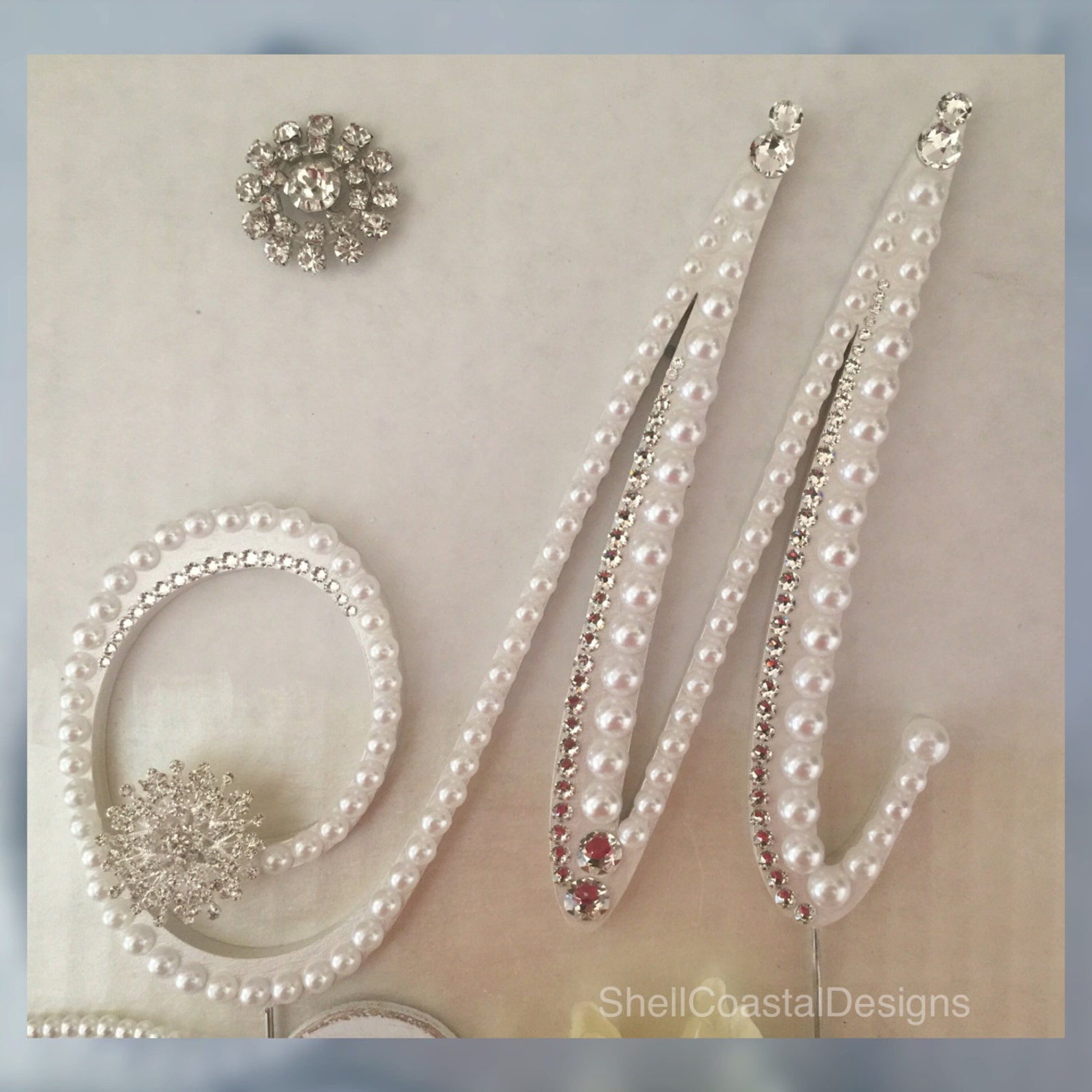 Pearl Cake Topper Wedding Cake Topper Swarovski Crystal Cake | Etsy