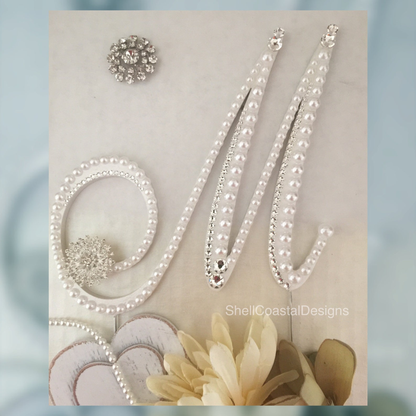 Pearl Cake Topper Wedding Cake Topper Swarovski Crystal Cake | Etsy