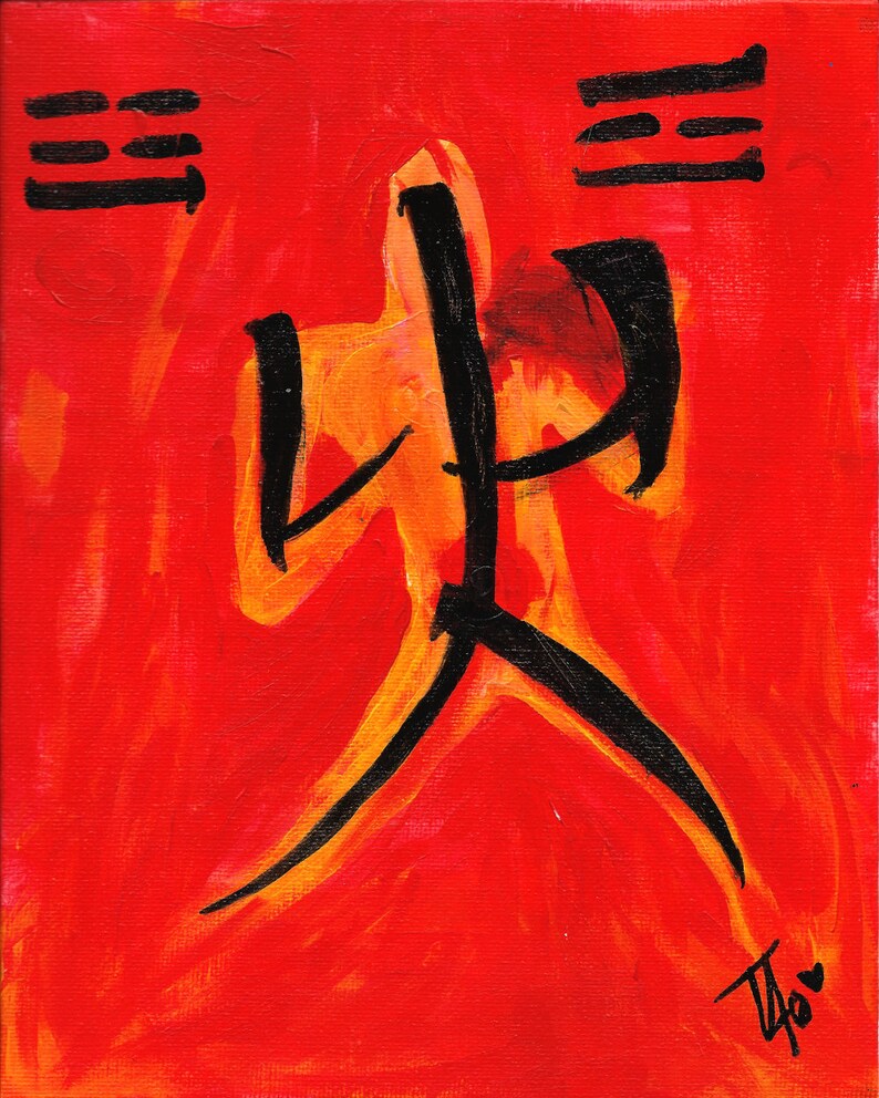 Abstract Chinese Fire Painting, "firebender 02" Original Acrylic and ...