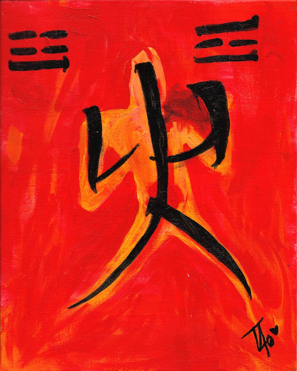 Abstract Chinese Fire Painting, "firebender 02" Original Acrylic and ...