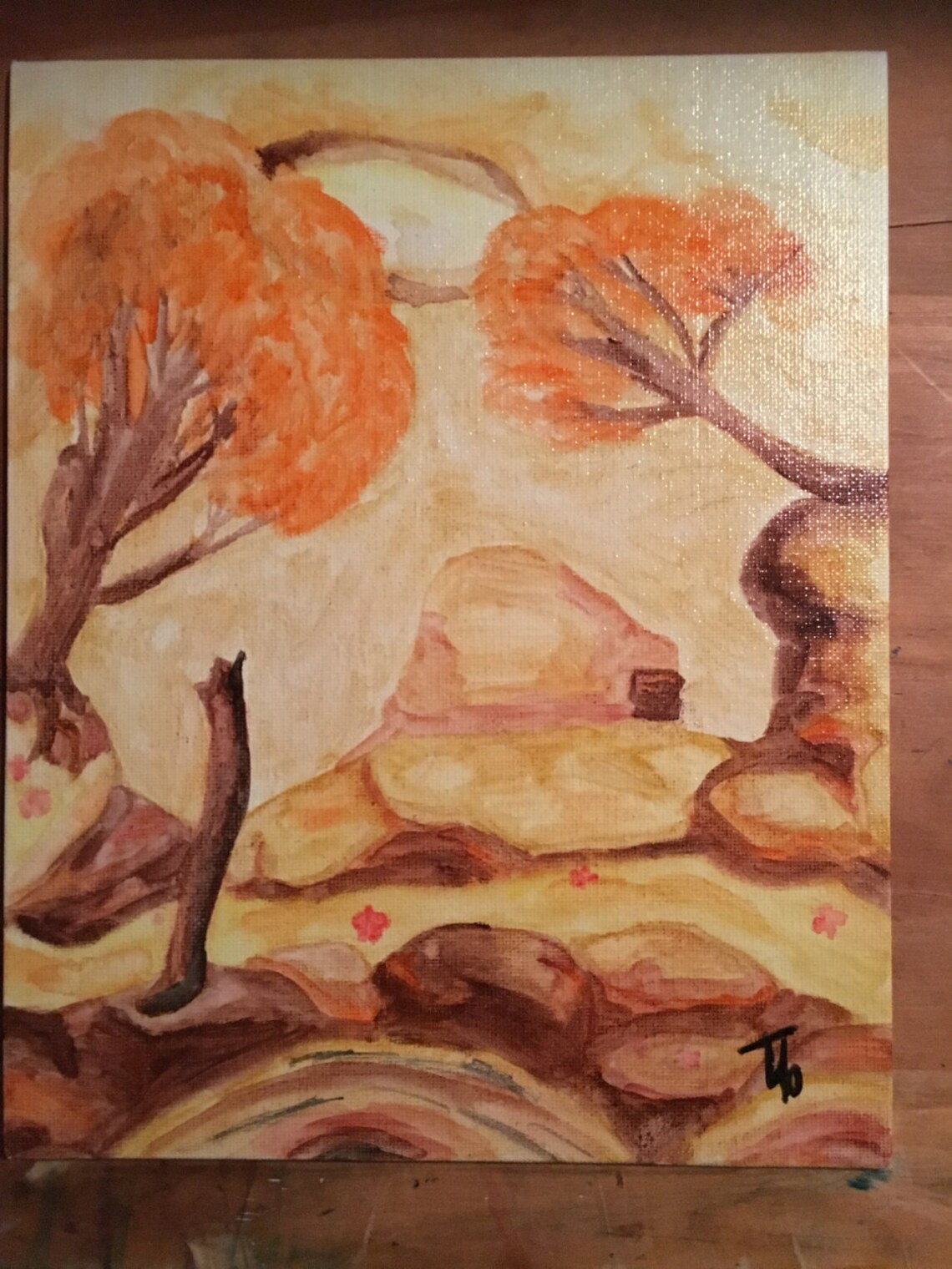 Underground Cave Trees, 8 X 10 Inch Canvas Panel, Original Watercolor ...