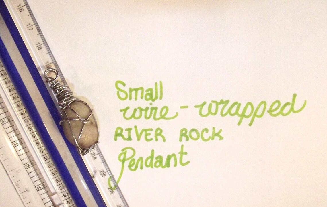 White River Rock Pendant, Small River Rock, Aluminum Silver Wire ...