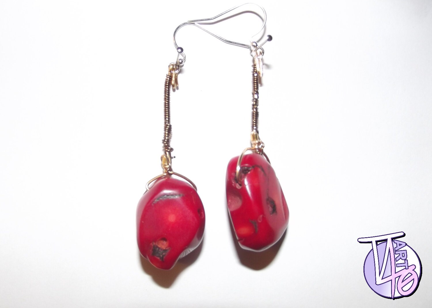 Wire-wrapped Red Glass Jewelry Set, With Necklace - Etsy