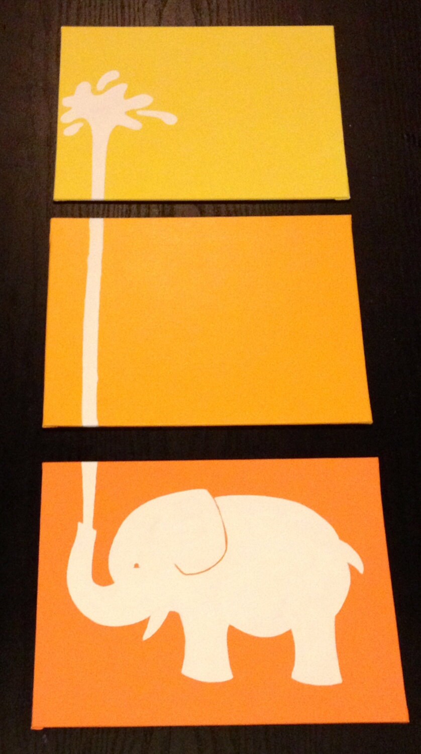 Three Piece Elephant Painting - Etsy