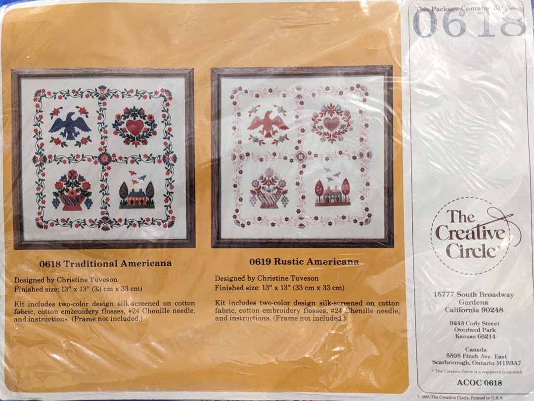 The Creative Circle TRADITIONAL AMERICANA Stamped Embroidery Kit - Etsy
