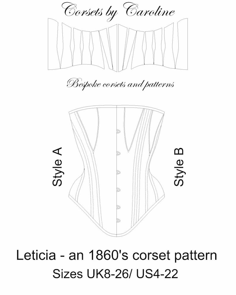 1860s Corset Pattern - Leticia - a Mid 1860's-inspired Demi-bust Design ...