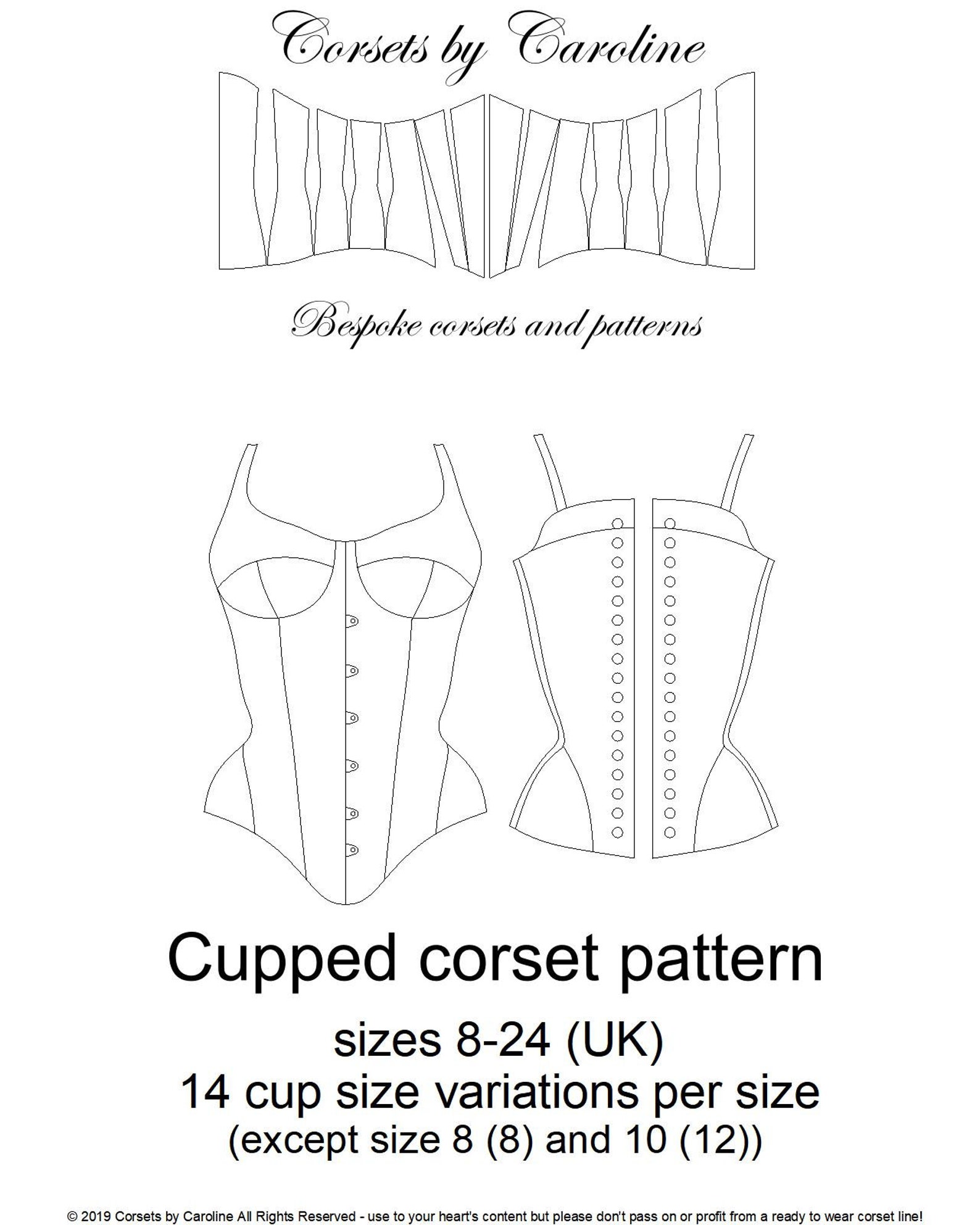 Cupped Corset Pattern Abi a Multi-cup Sized Cupped - Etsy UK