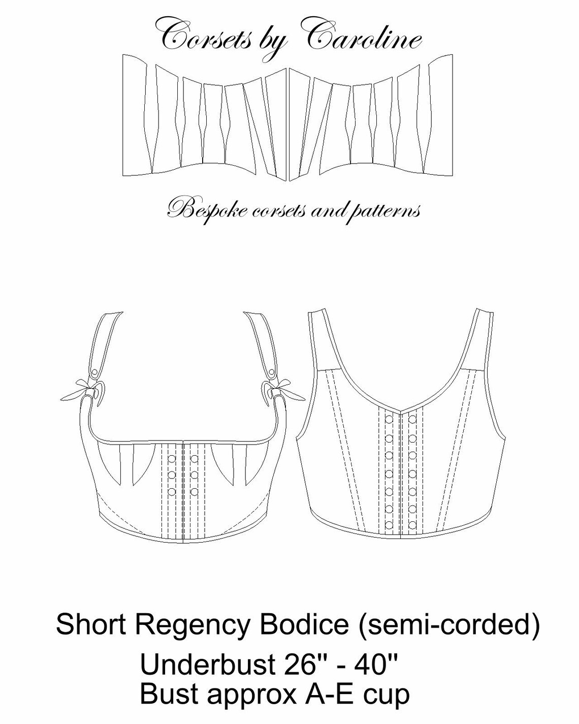 Corset Pattern Short Regency Bodice stays Sizes UK - Etsy