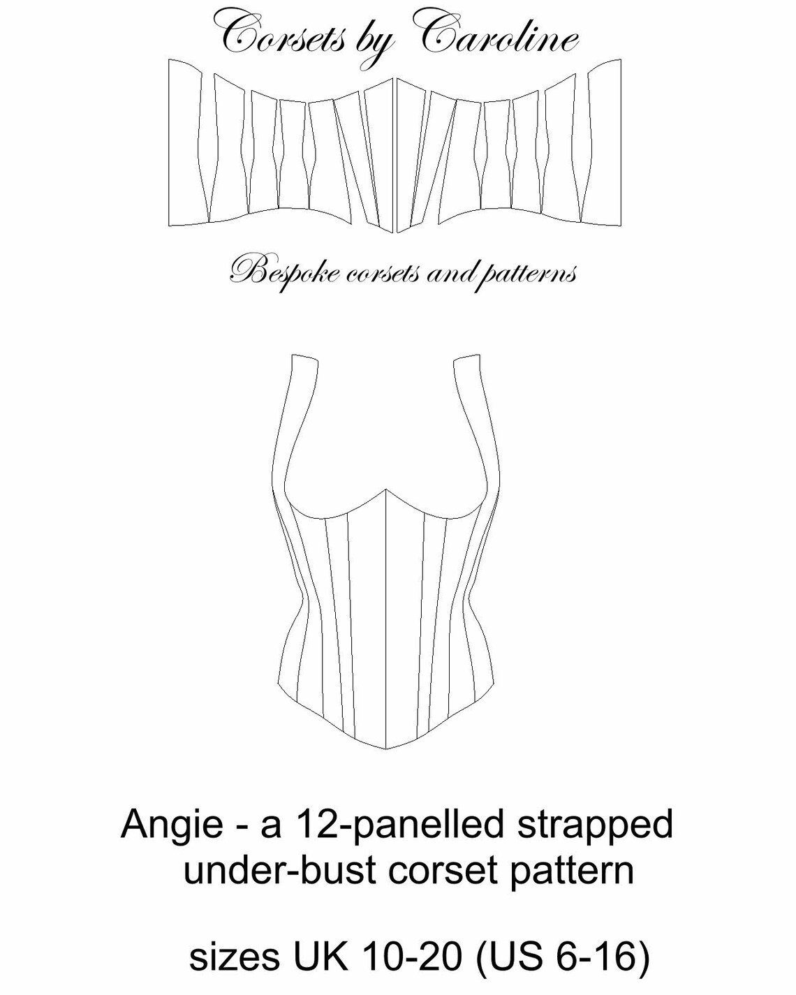 Corset Pattern Angie a Modern 12 Panel Under-bust Corset - Etsy UK