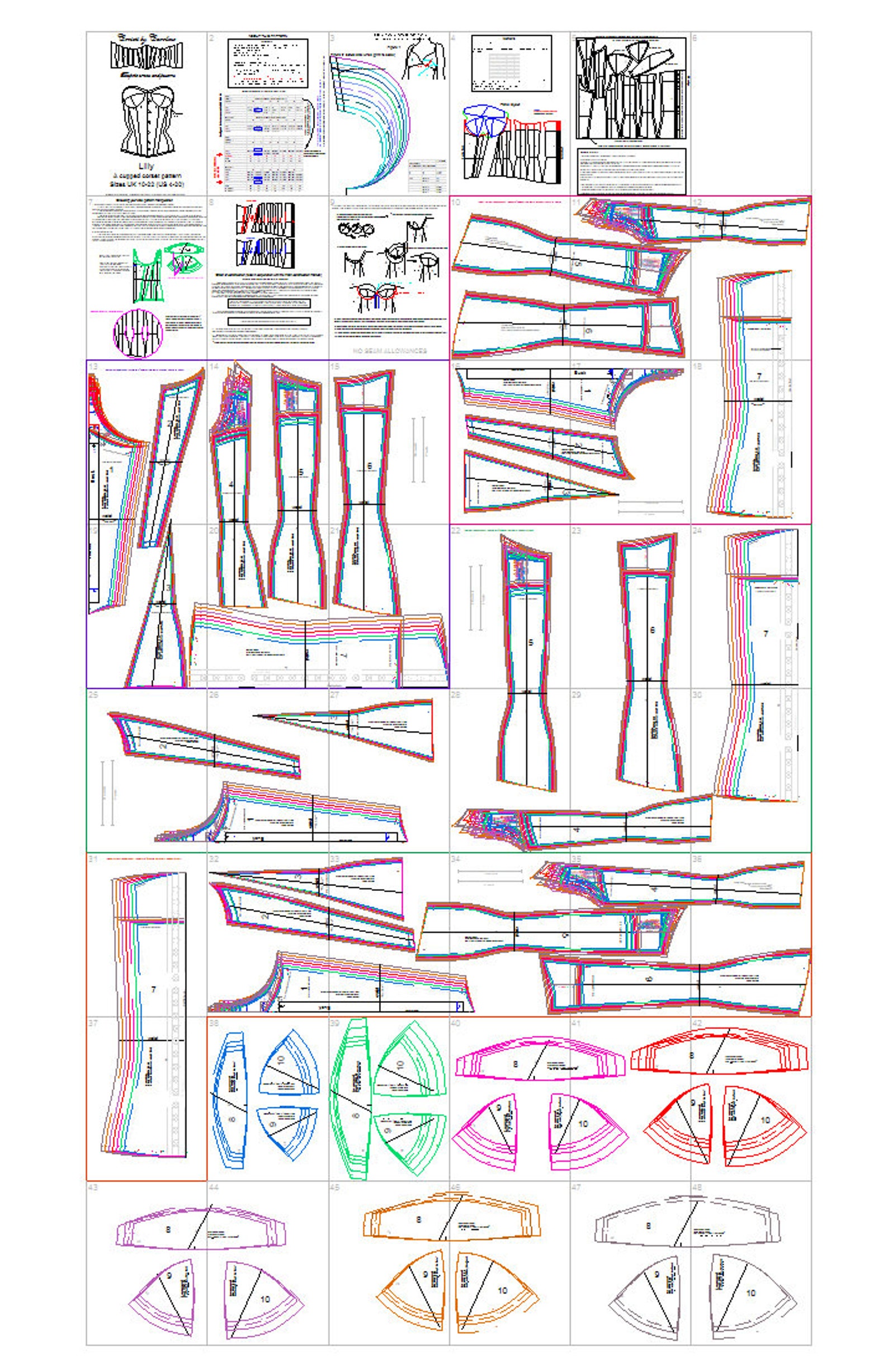 Lilly - a Cupped Corset Pattern With Under-bust Option Size UK8-22/ US ...