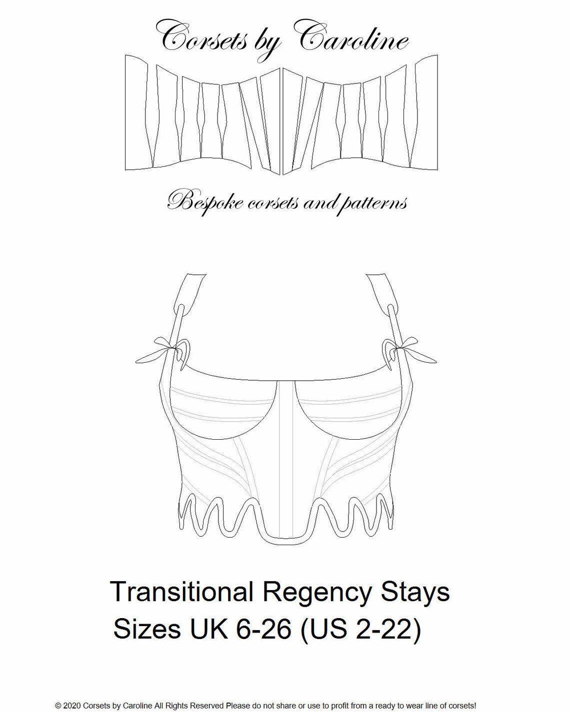 Transitional Regency Stays Pattern C1795 Sizes UK 6-26 - Etsy UK