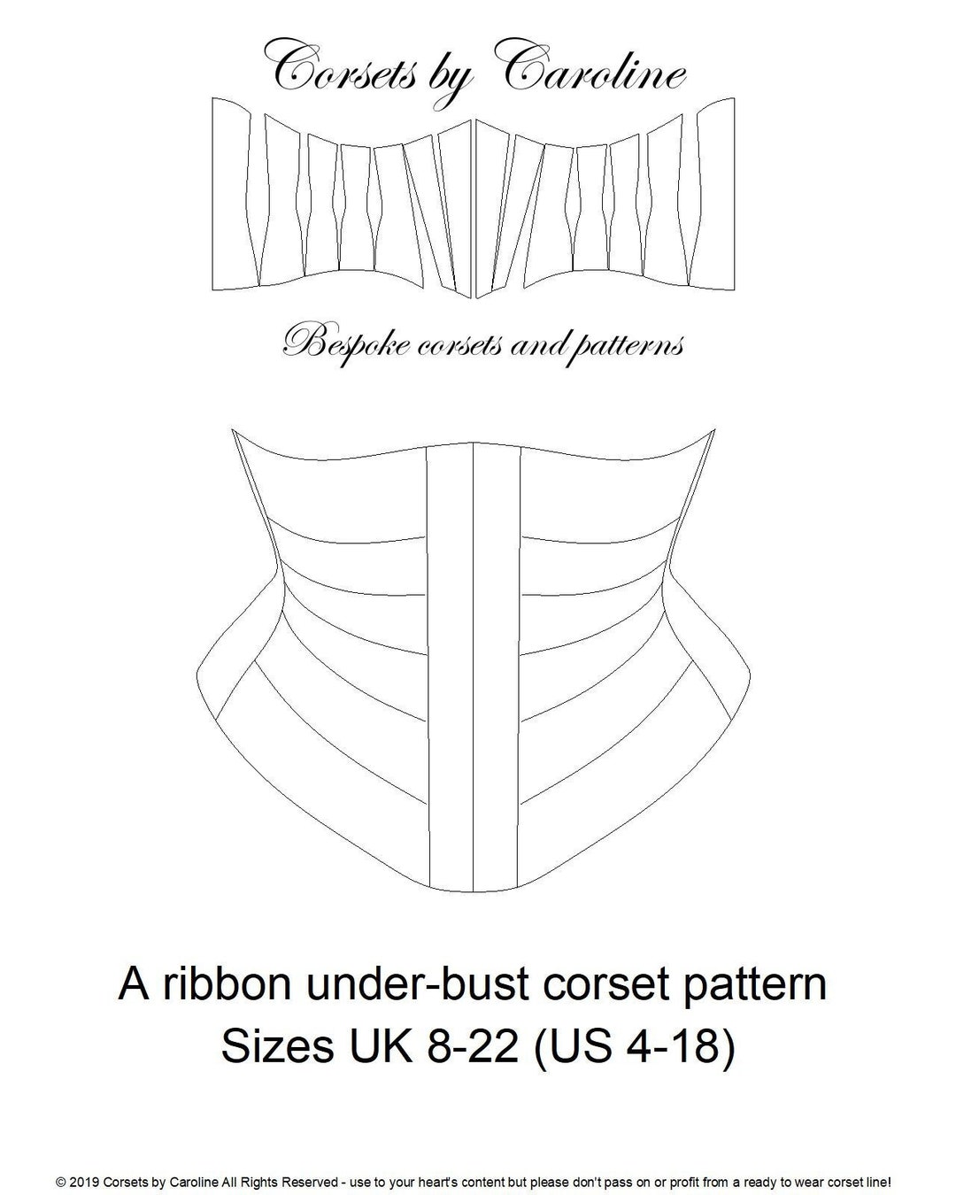 Corset Pattern! Lori - a Ribbon Corset Pattern Size (UK) 8-22, (US) 4 ...