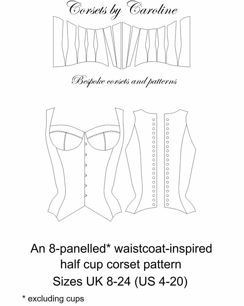 Corset Pattern! the Waistcoat-inspired CUPPED Corset in Sizes UK 8-24 (US 4-20) 49 Cup Sizes - Etsy