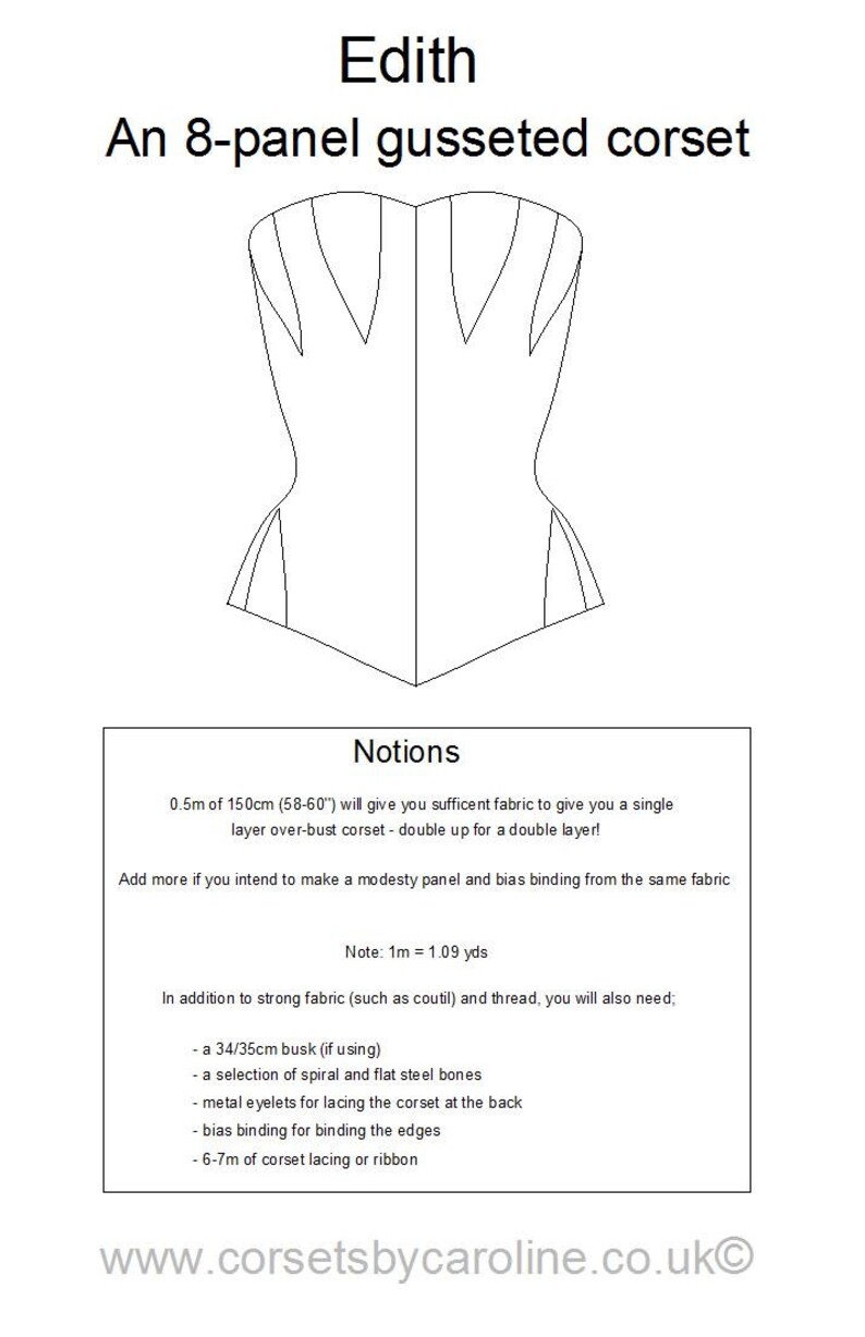 Corset Pattern Edith an 8 panel gusseted demi-bust corset | Etsy