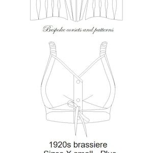 1920s Brassiere Digital Pattern Size X Small- Plus (bust 30-54'' Approx ...