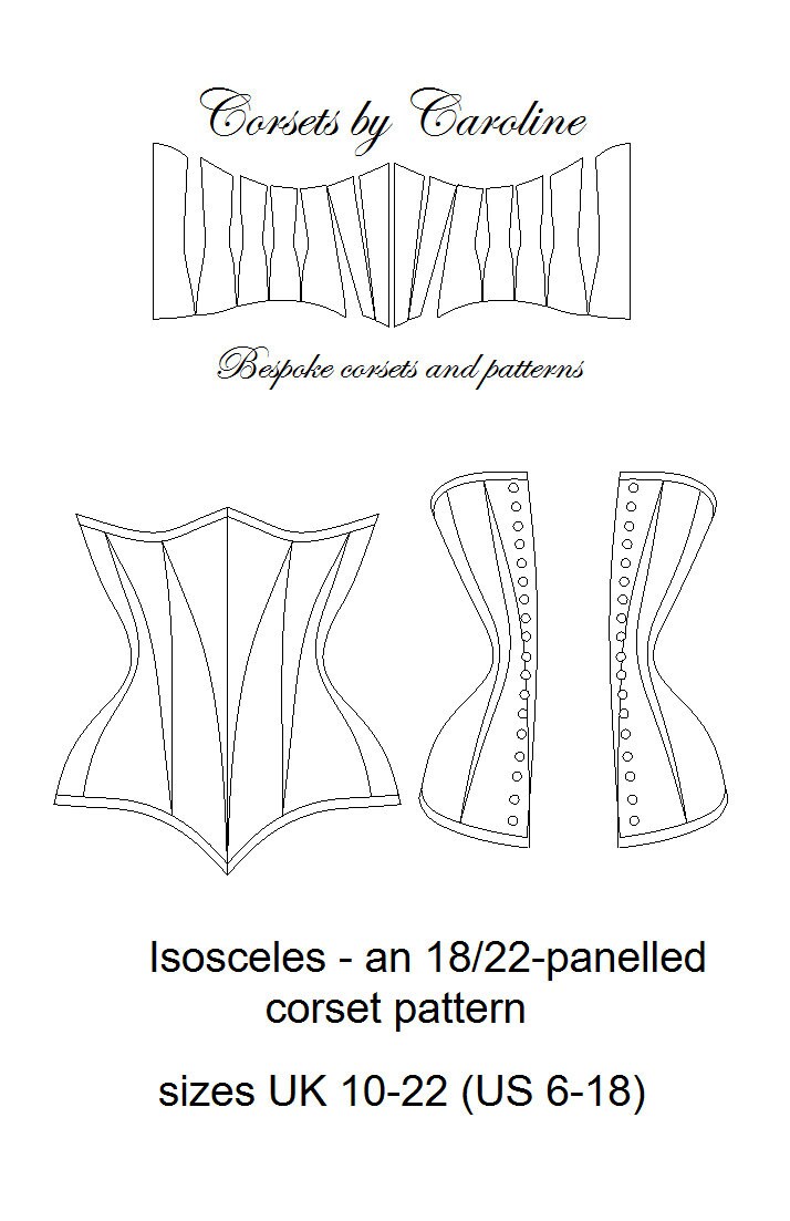 Corset Pattern! Isosceles - an 18 or 22 Panel Under-bust Corset Pattern ...