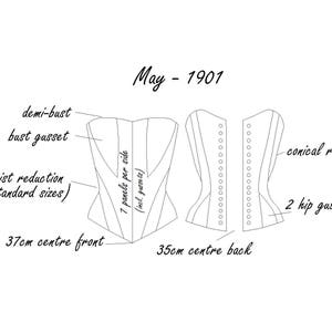 Early Edwardian Corset Pattern! May - a 14 Panelled Gusseted Demi-bust ...