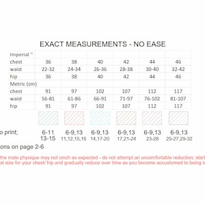 Men's Corset Pattern - Sizes 36-46'' Chest 36''-46'' Hip With 6 Waist ...