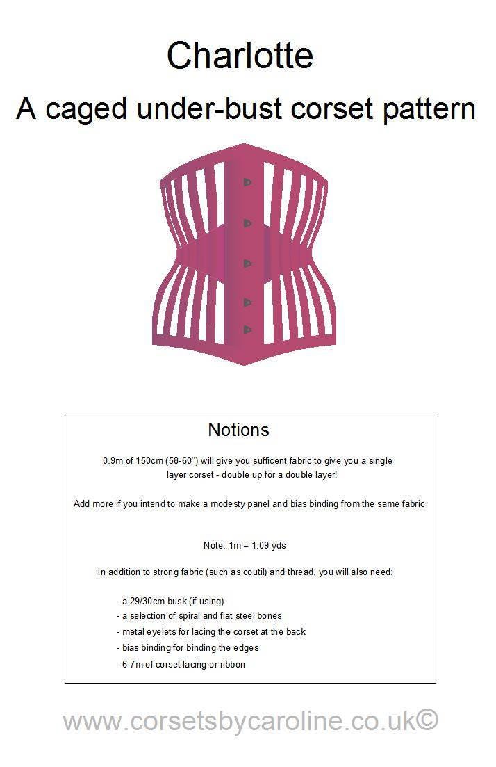 Corset Pattern Charlotte a Caged Under-bust Corset Pattern - Etsy UK