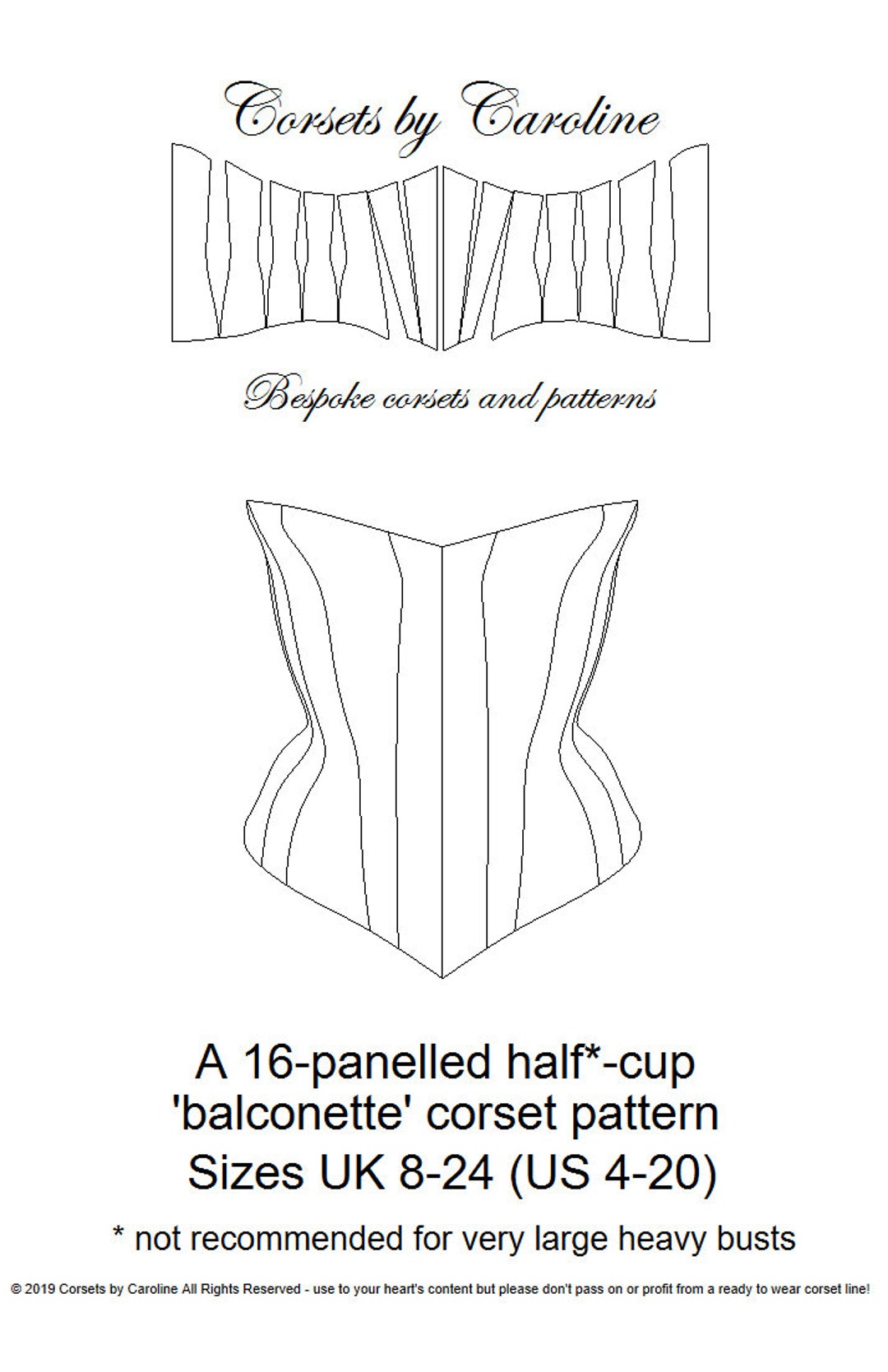 Corset Pattern! the Balconette. A 16 Panel Half-cup (demi-cup) Corset ...