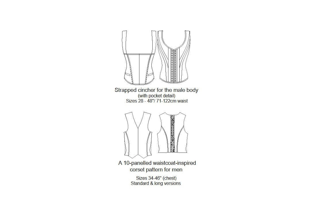 Pack of Two Male Corset Patterns- Cincher and Waistcoat - Etsy
