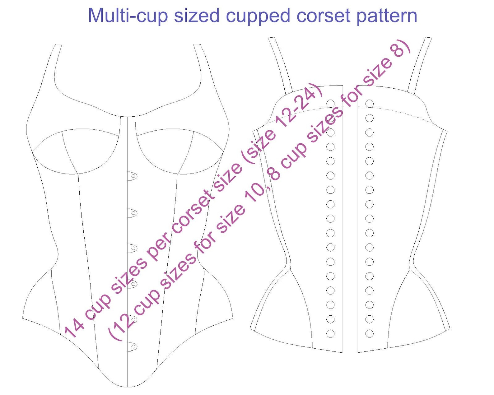 Cupped Corset Pattern! Abi - a Multi-cup Sized Cupped, Strapped, Corset ...