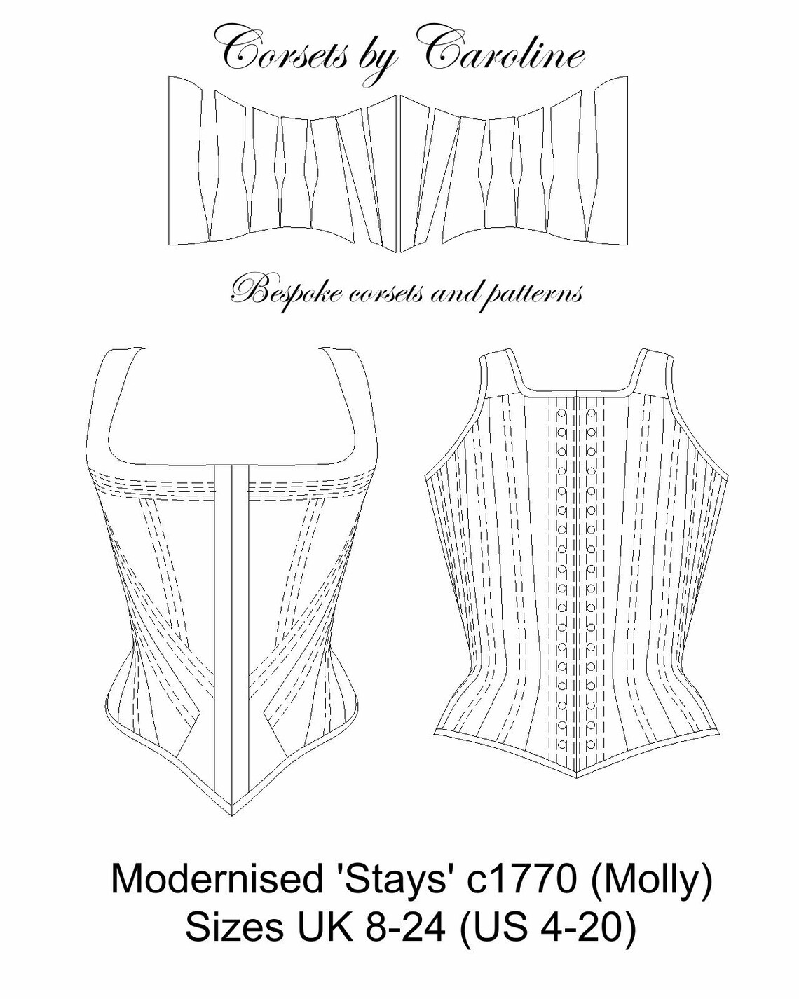 Stays Pattern a Rococo Strapped Stays Pattern molly Sizes - Etsy