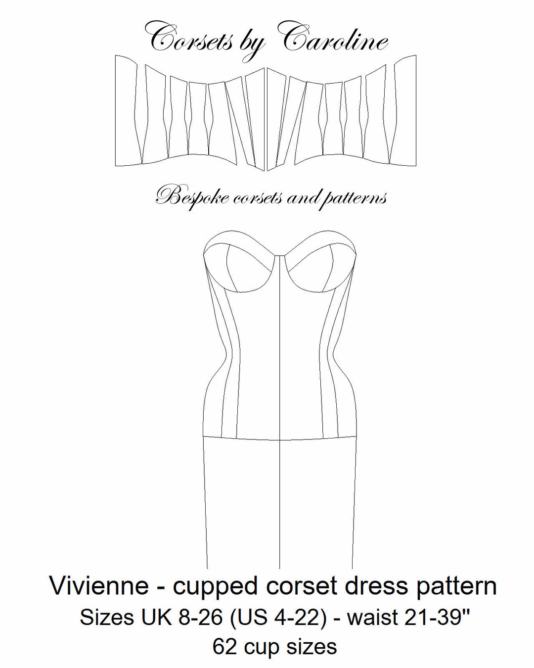 Cupped Corset Dress Pattern Vivienne in Sizes UK8-26 US - Etsy